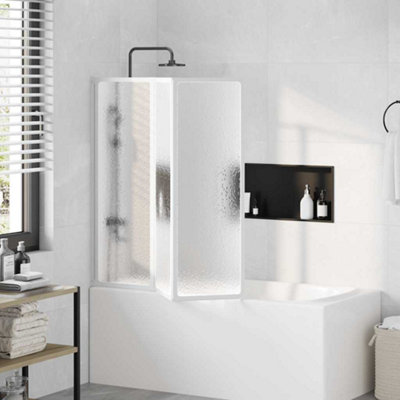 Shower Bath Screen Wall 141 X 132 Cm 3 Panels Foldable