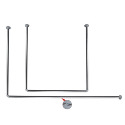 Shower Curtain Rod U & L Shape Corner Rail 25mm Diameter Pole Bath 3 ...