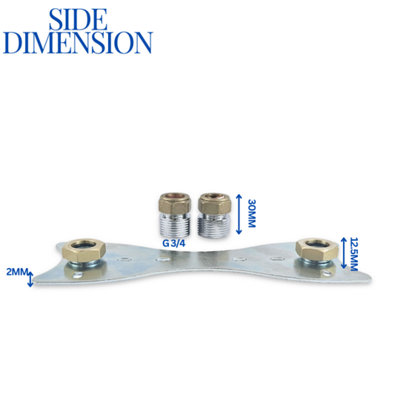 Shower Fixing Plate Kit for Shower Bar Mixer with 15x3/4 inch Connectors