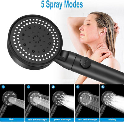Shower head and hose, 5 mode water saving shower head set, handheld ...