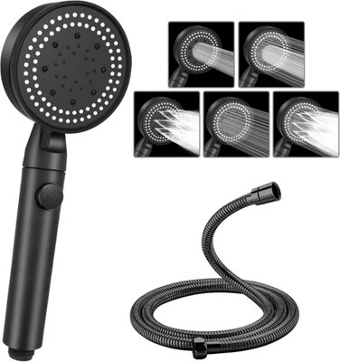 Shower Head and Hose, 5 Mode Water Saving Shower Heads Set, Powerful ...
