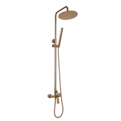 Shower Mixer Column Set Brushed Copper Bronze Wall Mounted NERI PLUS