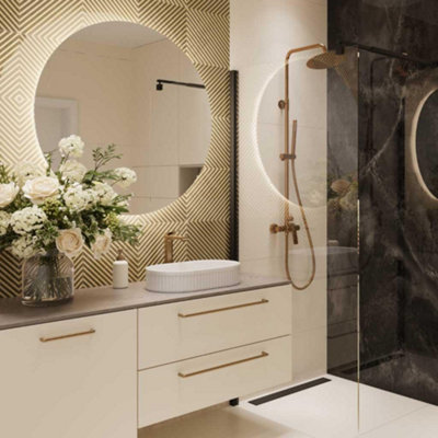 Shower Mixer Column Set Brushed Copper Bronze Wall Mounted NERI PLUS