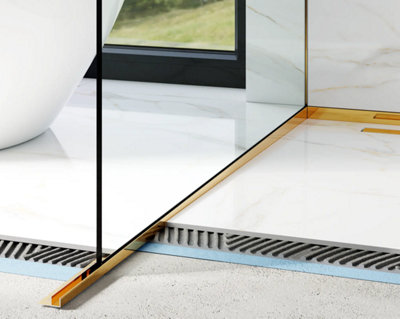 Shower profile glass fixing in Gloss Gold stainless steel