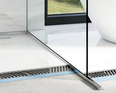 Shower profile glass fixing in Satin Silver stainless steel