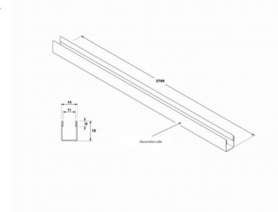 Shower profile glass fixing LM in Gloss Black stainless steel