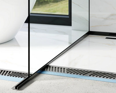 Shower profile glass fixing LPSL in Gloss Black stainless steel