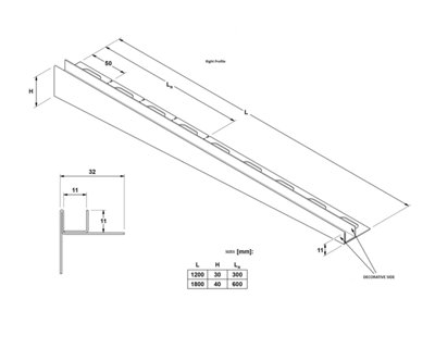 Shower profile glass fixing LPSP in Gloss Black stainless steel