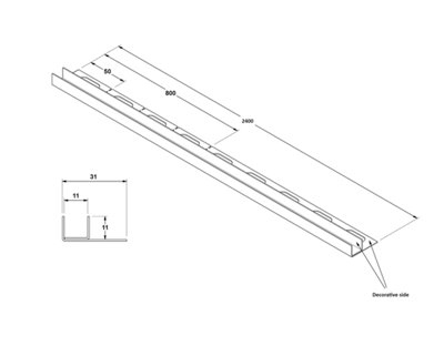 Shower profile glass fixing LSS in Satin Copper stainless steel