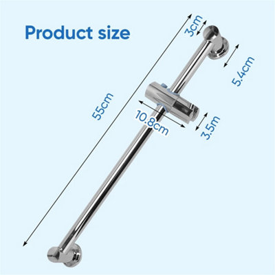 Shower Riser Rail Kit Slider Adjustable Chrome Head Holder Bracket ...