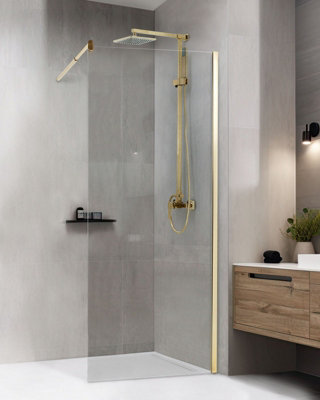 Shower Screen AHAUS 800 x 1900 mm Gold