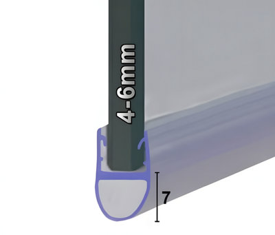 Shower Seal for Screens, Doors or Panels, Fits 4, 5 or 6mm Glass ...