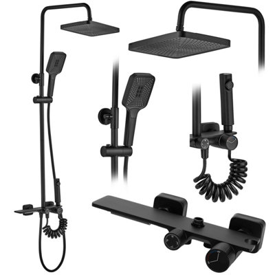 SHOWER SET REA HELIX BLACK, BRASS
