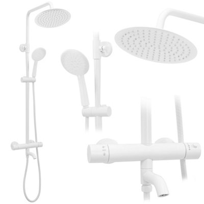 SHOWER SET REA LUNGO THERMOSTAT WHITE, BRASS