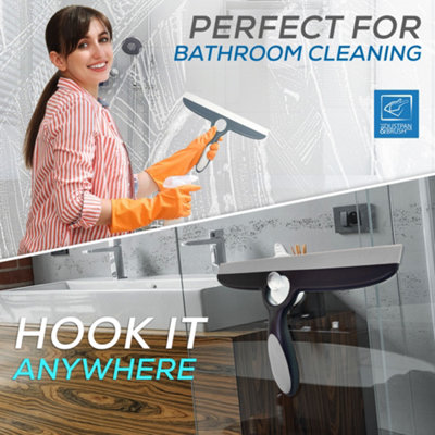 Shower Squeegee with Suction Holder and Self-Adhesive Hanging Hook