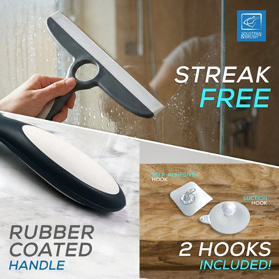 Shower Squeegee with Suction Holder and Self-Adhesive Hanging Hook
