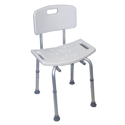 Shower Stool with Integrated Handles and Back - Aluminium Frame - Anti ...