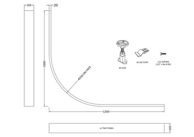 Shower Tray Leg Set & Plinth Kit - Slate Grey - 1200mm & 900mm Panel ...
