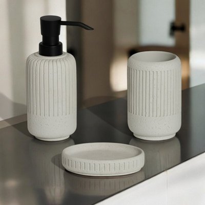 Showerdrape Alexandria Concrete 3 Piece Bathroom Accessory Set | DIY at B&Q