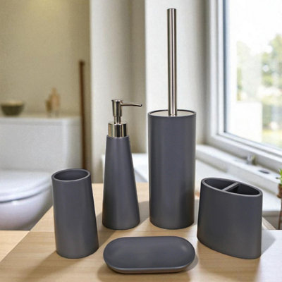 Showerdrape Alto Grey 5 Piece Bathroom Accessory Set | DIY at B&Q