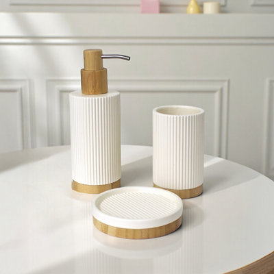Showerdrape Bondi Cream Collection 3 Piece Bathroom Accessory Set | DIY ...