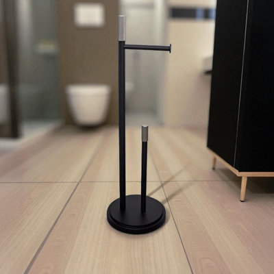 Showerdrape Chester Black Toilet Roll Holder & Spare Paper Holder ...