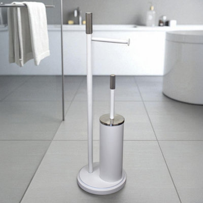 Showerdrape Chester White Toilet Roll Holder & Toilet Brush Combination