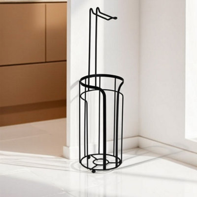 Showerdrape Dante Black Toilet Roll Holder & Spare Paper Holder Combination