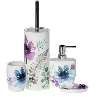 Showerdrape Jardenia Collection 4 Piece Ceramic Bathroom Accessory Set ...