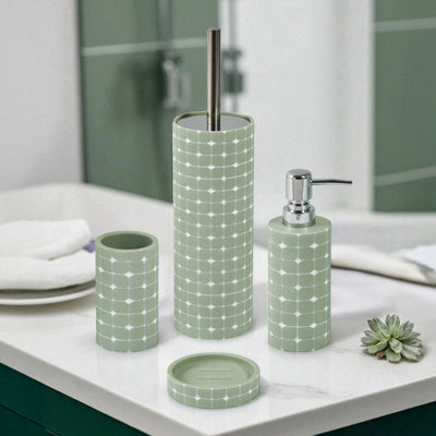 Showerdrape Mosaica Set of 4 Bathroom Accessory Set Pistachio Resin ...