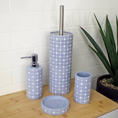Showerdrape Mosaica Set of 4 Bathroom Accessory Set Sky Blue Resin ...
