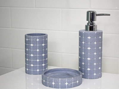 Showerdrape Mosaica Sky Blue Collection 3 Piece Bathroom Accessory Set ...