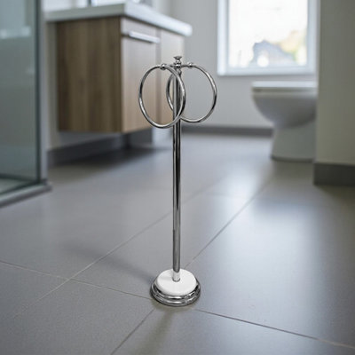 Showerdrape Opera White/Chrome Freestanding Double Towel Ring