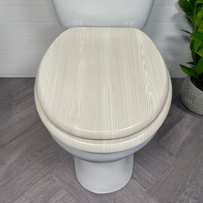 Showerdrape Oxford White Oak Wooden Toilet Seat