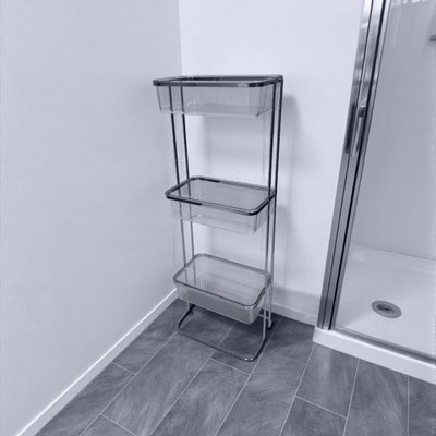 Showerdrape Pure Chrome Freestanding Bathroom Floor Shower Caddy