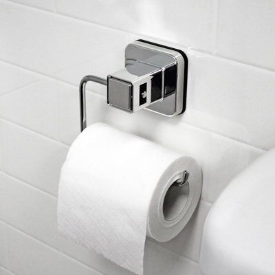 Showerdrape Pushloc Stainless Steel Suction Wall Mounted Toilet Roll Holder