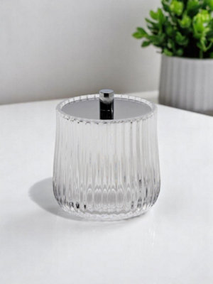 Showerdrape Regent Ribbed Glass Chrome Collection Storage Jar