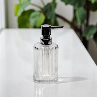Showerdrape Regent Ribbed Glass Chrome Liquid Soap Dispenser