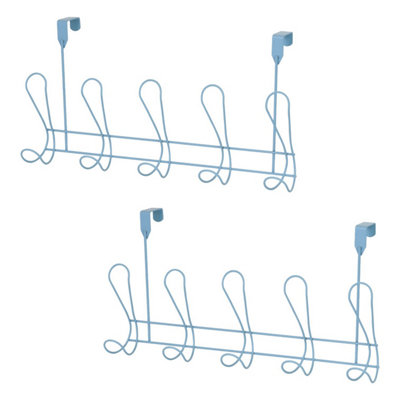Showerdrape Set of 2 Lyrical Blue Over Door Bathroom Robe Hooks