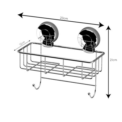Showerdrape Suctionloc Chrome Steel Suction Wall Mounted Sponge Basket