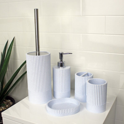 Showerdrape Tranquil Set of 5 Bathroom Accessory Set Pale Blue | DIY at B&Q