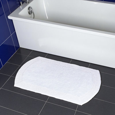 Showerdrape Ultra 100% Cotton White Reversible Bath Mat 800 x 500mm