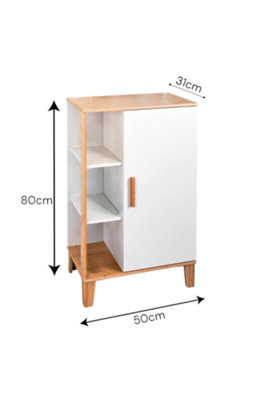 Showerdrape Varallo Matt White & Bamboo Floor Bathroom Cabinet with ...