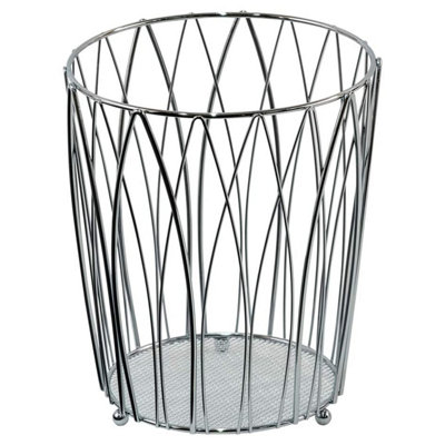Showerdrape Vista Chrome Wire Bathroom Bin Waste Paper Basket Bin, 5L