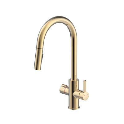 SIA 4-in-1 Brushed Gold Boiling Tap with Tank Pull Out Spray BWT4GO