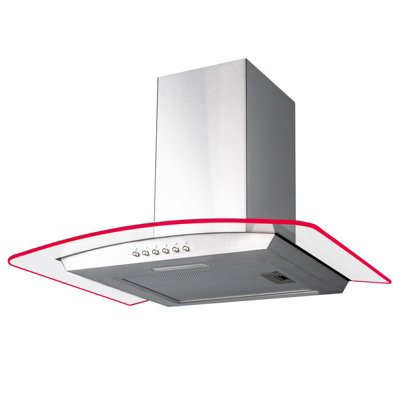 SIA 70cm 3 Colour LED Curved Glass Cooker Hood Extractor Fan in ...