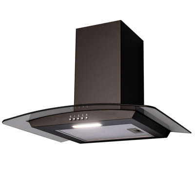 SIA CGH60BL 60CM BLACK CURVED GLASS CHIMNEY COOKER HOOD KITCHEN ...