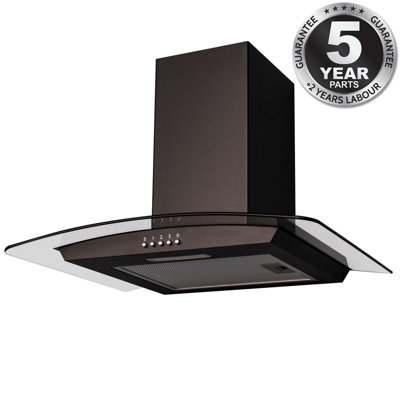 SIA CGH60BL 60CM BLACK CURVED GLASS CHIMNEY COOKER HOOD KITCHEN ...