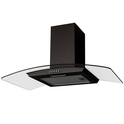 SIA CGH80BL 80cm Curved Glass Chimney Cooker Hood Extractor Fan In ...