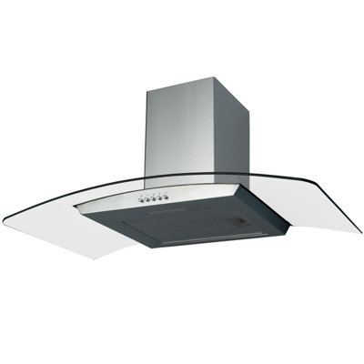 SIA CGH90SS 90cm Curved Glass Stainless Steel Chimney Cooker Hood ...